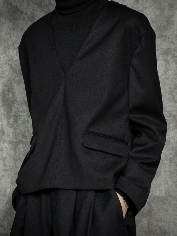 요키마조 [UNISEX] Arai V-Neck Formal Jacket Vest - 위시버킷
