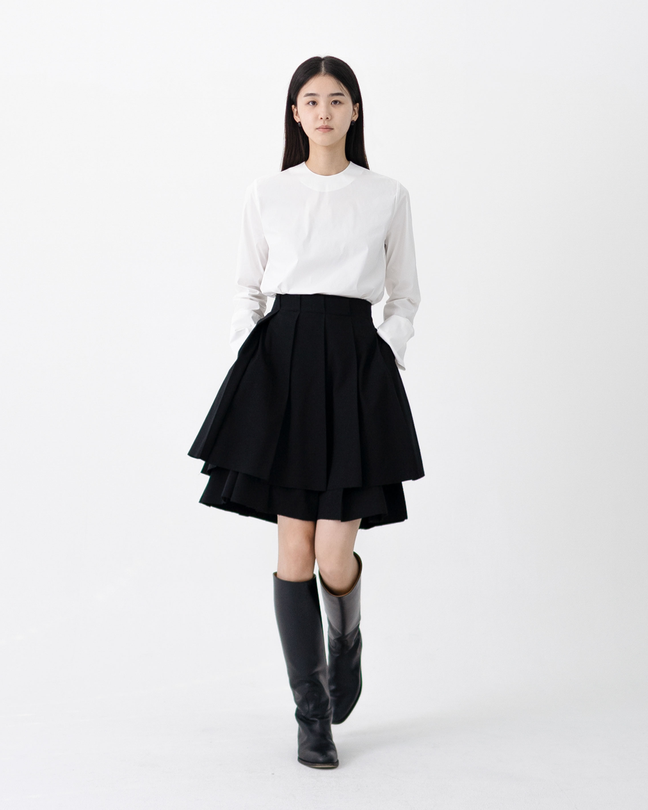유노이아 pleats layer short skirt - 위시버킷