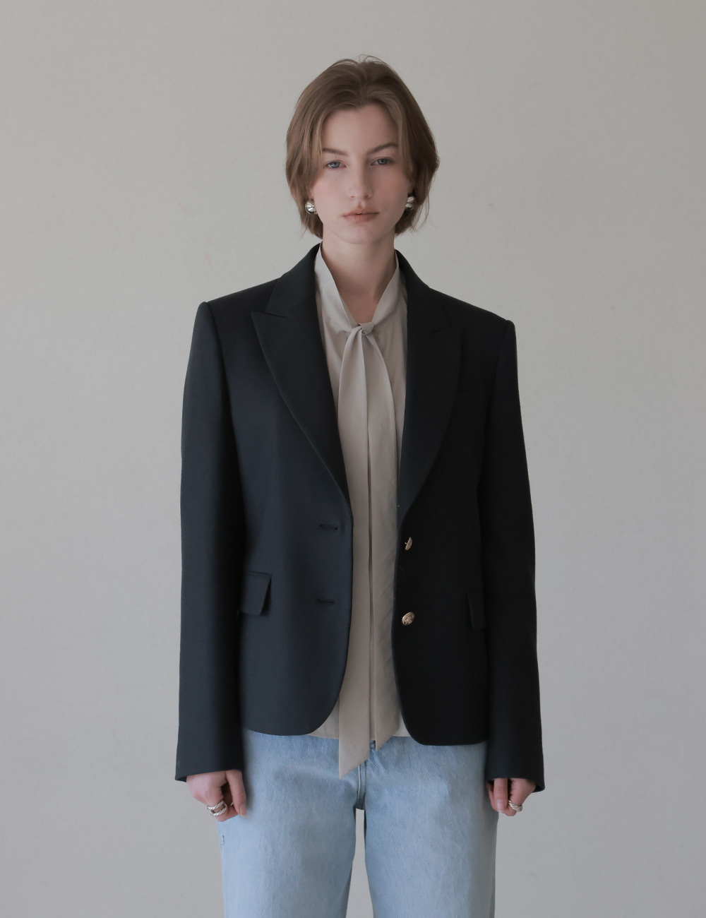 노미나떼 Classic Single 2 Button Jacket (Dark Navy) - 위시버킷