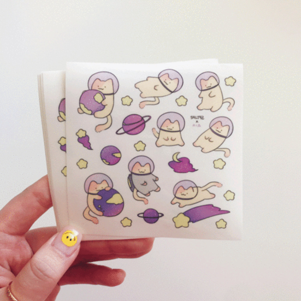 치즈샵 우주둥실 고양이 인스 3매 - 공시생 떡메모지 다꾸용 스티커 - CHEEEZE 치즈샵 - 위시버킷