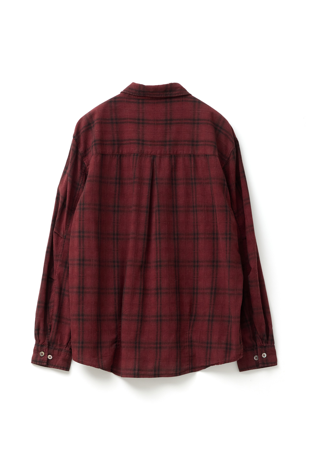 해칭룸 2Pk Shirt Long Over Dyed Check Dark Red - 위시버킷
