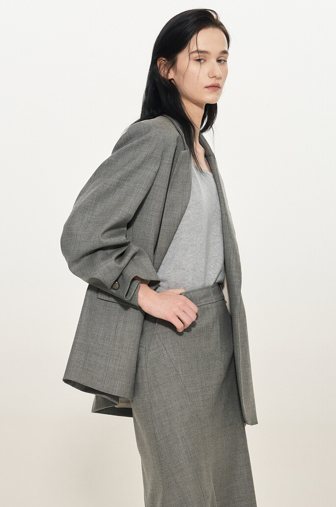 타임 TIME [TIME] Wool Blend Back Slit Jacket - 위시버킷